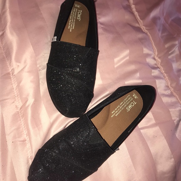 Toms | Shoes | Black Sparkly Toms | Poshmark